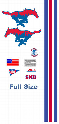 SMU Mustangs Full Size Football Helmet Decals 8 mil Convex Gear wrap ...