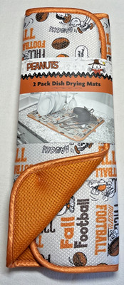 Peanuts Football DISH Drying Mats (2) CHARLIE BROWN SNOOPY FALL GRAY ...