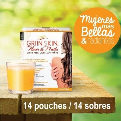 GRIIN Skin Hair and Nails 14 Pouches/Sobres Hydrolized Collagen, Biotin ...