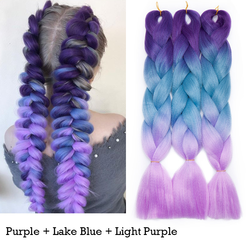 24" Handmade Jumbo Braiding Hair Extensions Plaited Box Braids Ombre ...