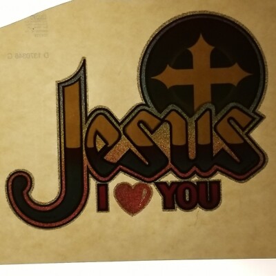 Vintage Iron On T-Shirt Heat Transfer: JESUS I LOVE YOU religious ...