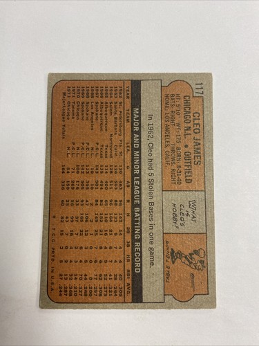 1972 Topps Baseball Cleo James Chicago Cubs Card #117 | eBay