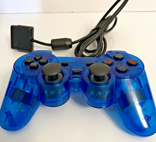Controller for PlayStation PS2 Wired transparent blue - Generic brand ...
