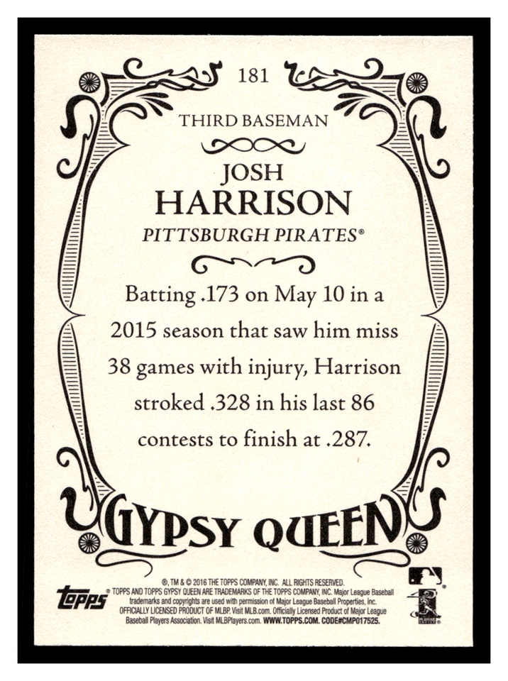 2016 Topps Gypsy Queen #181 Josh Harrison | eBay