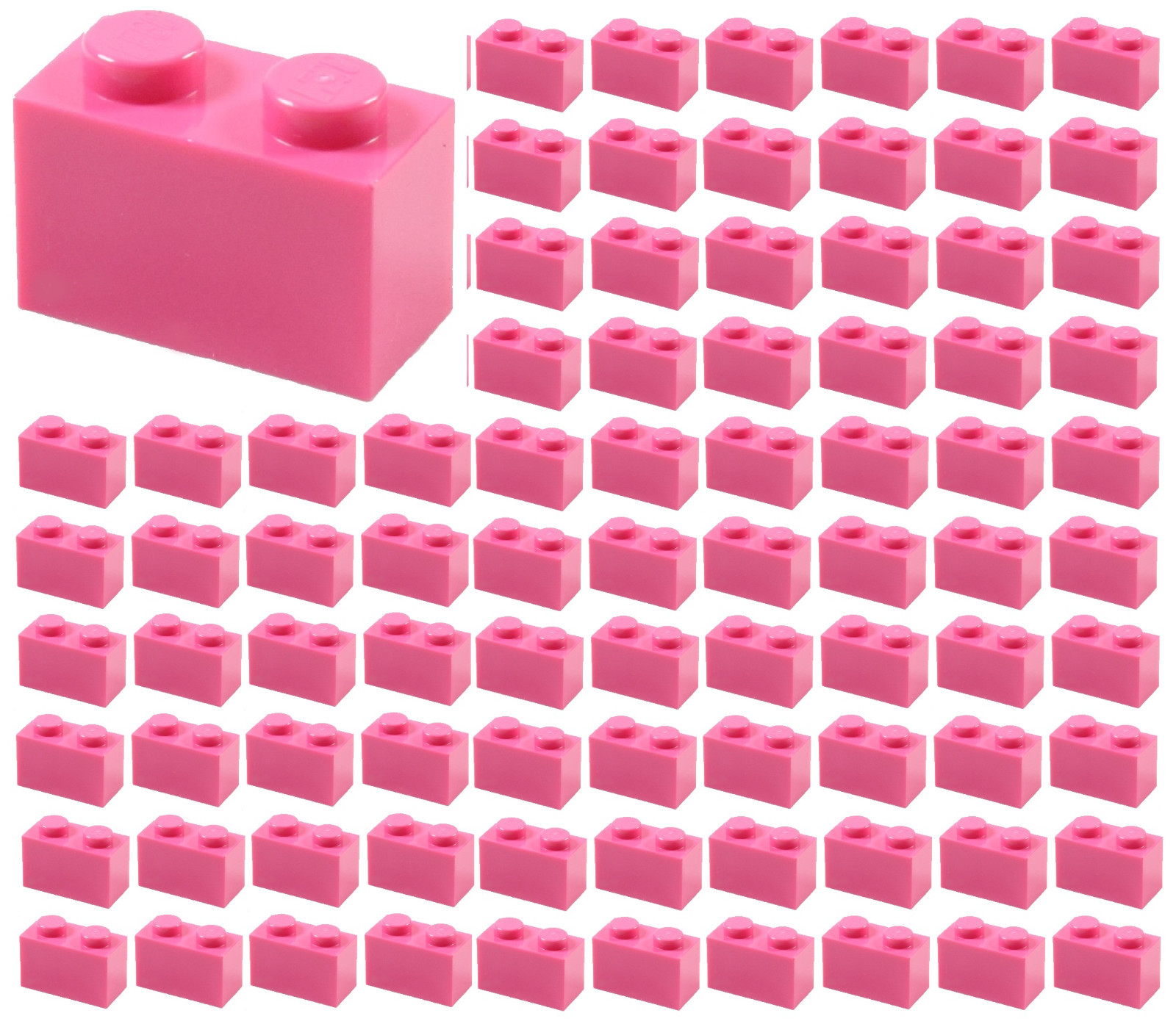 ☀️100x NEW LEGO 1x2 DARK PINK Bricks (ID 3004) BULK Parts Building Girl ...