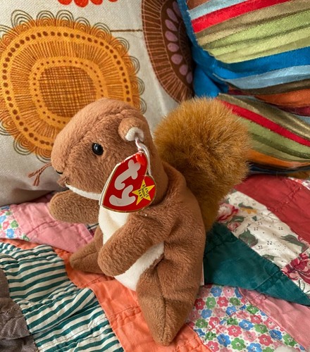 Ty Original Beanie Babies Nuts the Squirrel DOB 1/6/1996, w Swing Tag ...