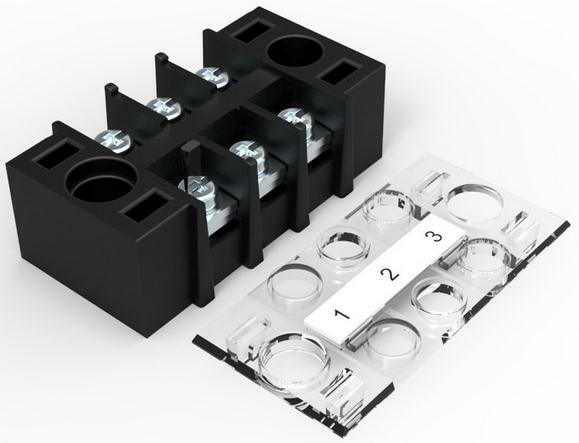 3 pcs 3 Position 25A 600V Barrier Dual Row Terminal Block/Strip w/Cover ...