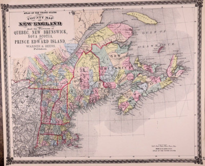 1870 H.H. Lloyd Map ~ NEW ENGLAND & QUEBEC, NOVA SCOTIA, PRINCE EDWARD ...