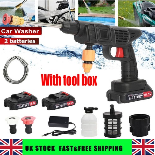 2 Battery Portable Cordless Car High Pressure Washer Jet Water Wash ...