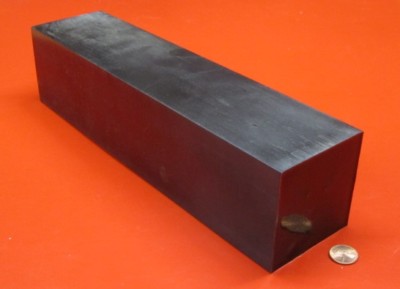 Polyurethane Square Bar 3.0" Thick x 3.0" Wide x 12" Length, Black, 95 ...
