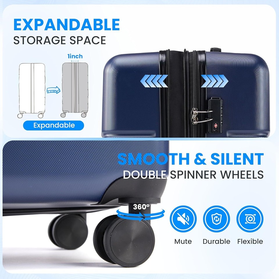 Simple Deluxe Hardside Frame Carry On Luggage TSA Lock with Zipper ...