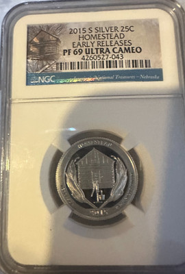2015 S Silver 25c HOMESTEAD Early Releases NGC PF 69 Ultra Cameo SILVER ...