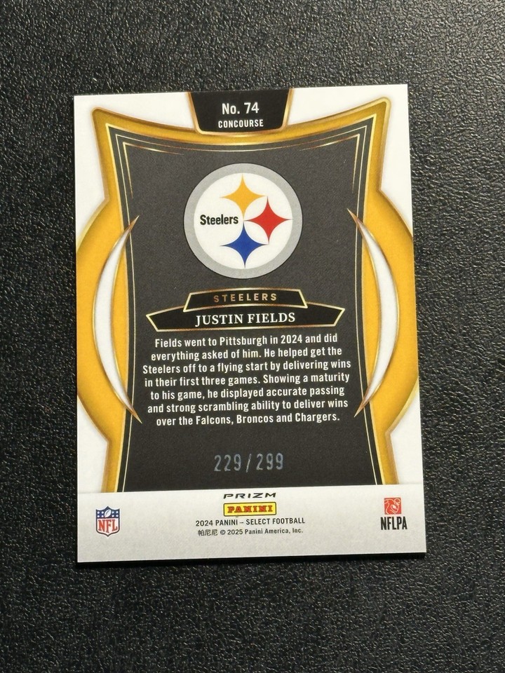 2024 Panini Select - Concourse Justin Fields /299 Copper Shock #74 ...