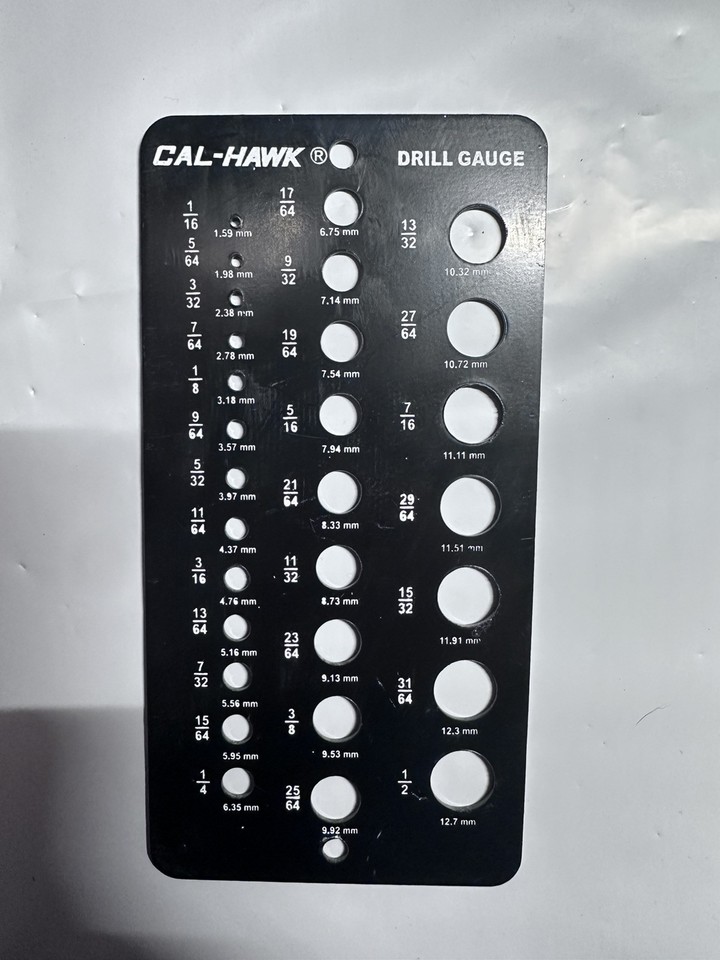 Cal-Hawk Black Drill Bit Gauge 29 Holes 1/16" - 1/2" ~ CZDBG | eBay