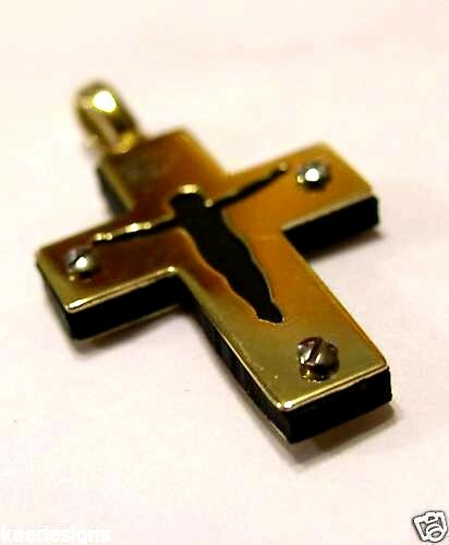 Rubber 2 Sided 14K Yellow Gold Crucifix Cross Pendant *Free Express ...