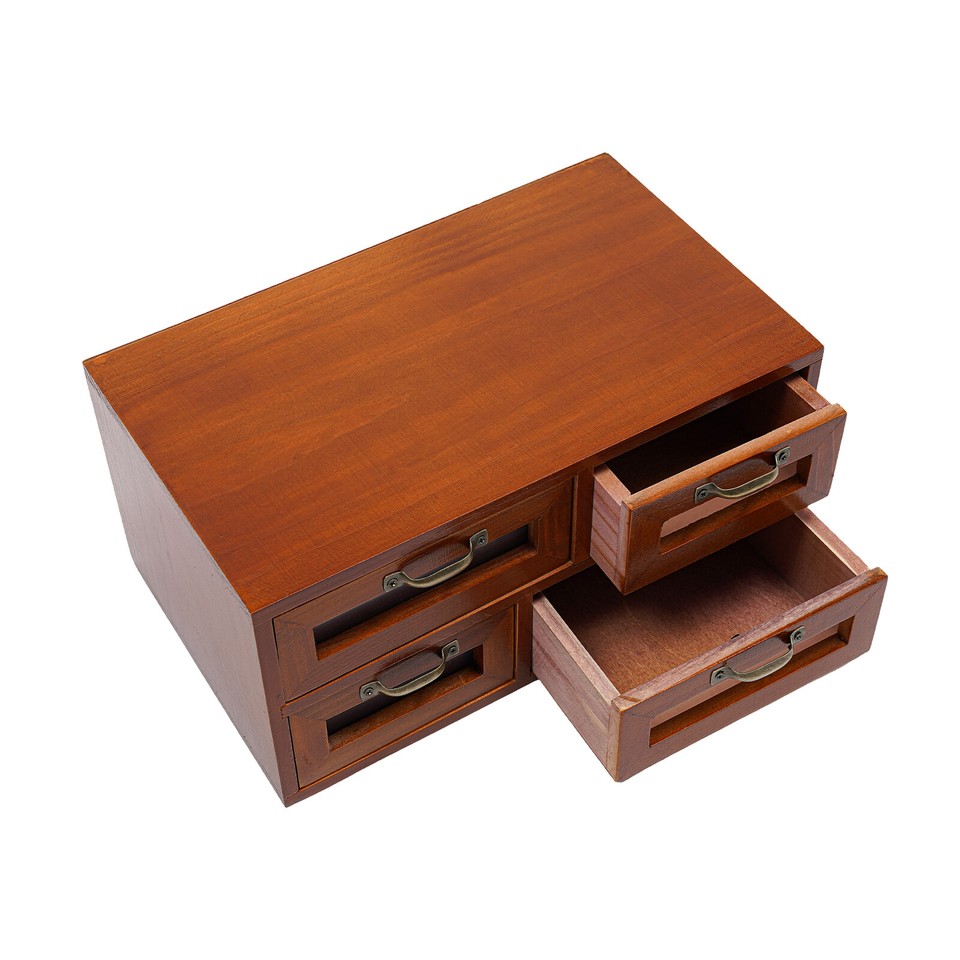 Vintage Small Wooden Desktop Storage Box Drawer Display Shelf Organizer ...