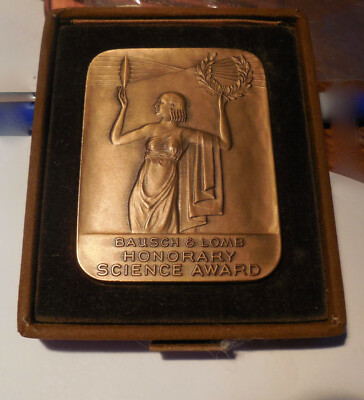 BAUSCH & LOMB HONORARY SCIENCE AWARD MEDAL PAPERWEIGHT BRONZE ART DECO ...
