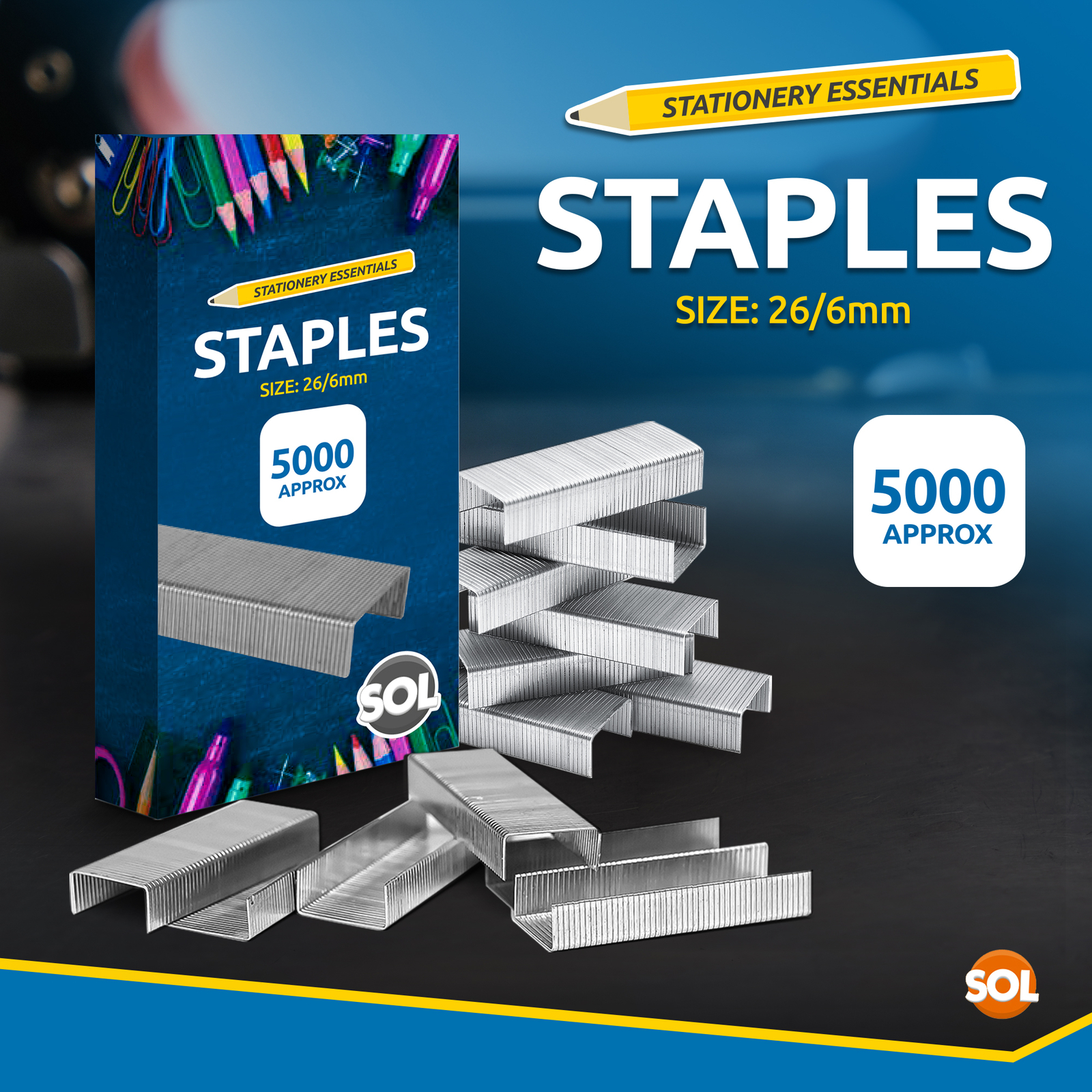5000 Office Staples 26/6 | Standard Fit 26/6mm Staples for Desktop ...