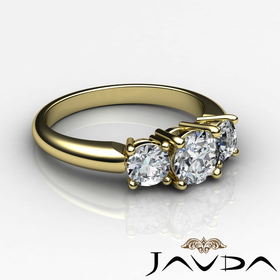 3 Stone Prong Setting Round Diamond Engagement Anniversary Ring GIA G ...