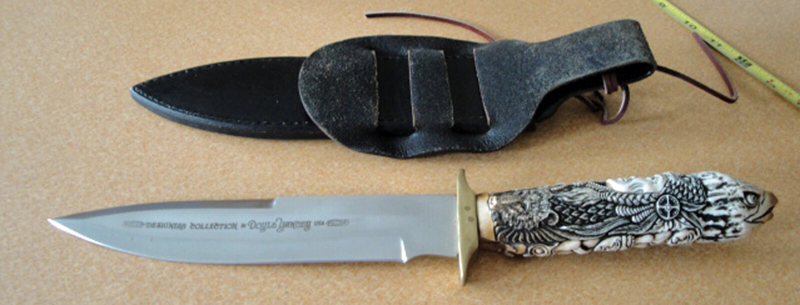 RARE Doyle Yancey Knife with Carved Native Design Handle Classic Bowie ...
