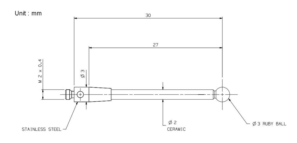 Cmm Ceramic Stylus M2 CMM Touch Probe 3mm Ruby Ball Tips 30mm Long A ...
