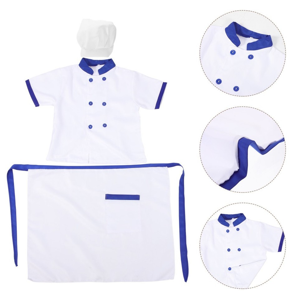 1 Set Toddler Chef Costume Kids Apron Chef Hat Chef Short Sleeve Jacket ...