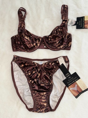 NWT VTG MAIDENFORM Satin Seduction Liquid PANTY-L BRA 38B High Leg ...