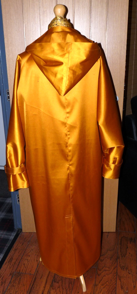shiny gold satin lightweight double texture rubber mackintosh with hood ...