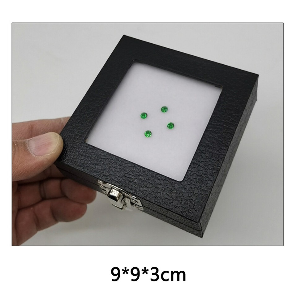 Loose Diamond Leather Storage Gem Glass Lid Gemstone Gems Display ...