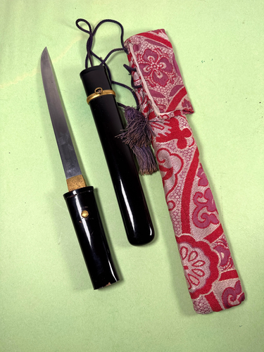 VTG OLD JAPANESE SHORT SWORD DAGGER TANTO WOOD LACQUERED SCABBARD ...