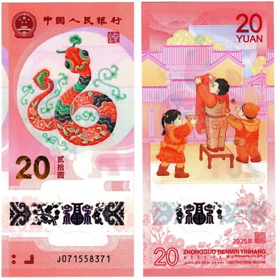 2025 China 20 Yuan Banknote P921 UNC Polymer Chinese New Year of the ...