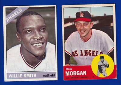 2 ANGELS LOT 1963 TOPPS #421 TOM MORGAN 1966 TOPPS #438 WILLIE SMITH VG ...
