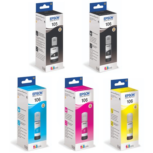 Genuine Epson Ecotank 105 & 106 Ink Bottles for EcoTank ET-7750 ET-7700 ...