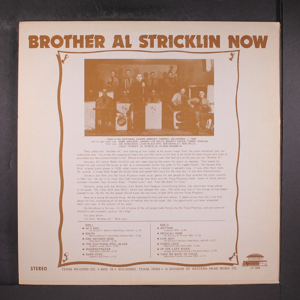 BROTHER AL STRICKLIN NOW: wanted: alive TEXAS RE-CORD 12" LP 33 RPM | eBay