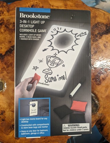 BROOKSTONE 3 IN 1 - LIGHT UP memo office DESKTOP CORNHOLE GAME - brand ...