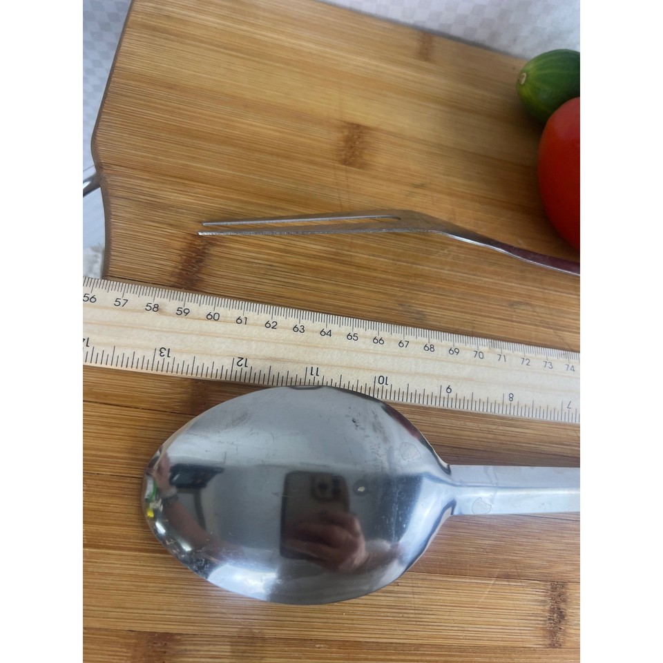 Stainless Steel Serving Set Large Spoon and Meat Fork Black Ergonomic ...