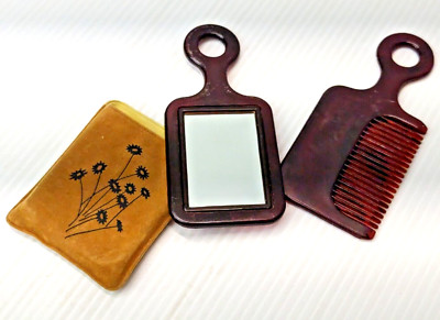 Vintage Bakelite Hair Comb Pick and Mirror Set Hong Kong 5.25“ x 2.5 ...