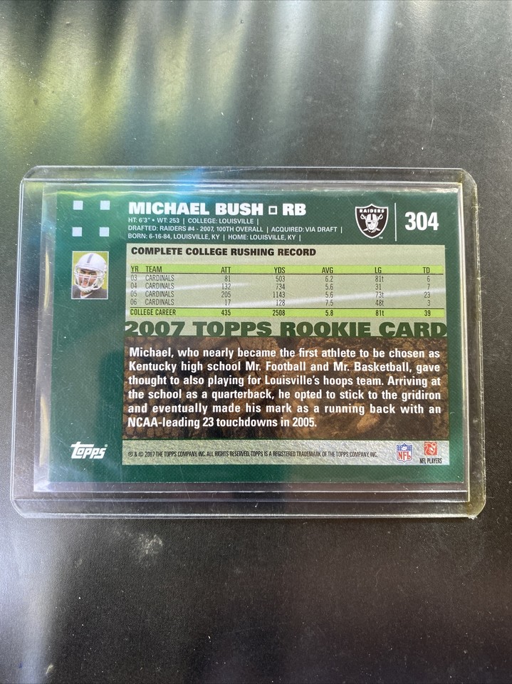 Michael Bush RC 2007 Topps NFL Rookie Card Oakland Raiders Near Mint | eBay