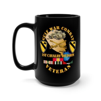 Black Mug 15oz - Army - Gulf War Combat Infantry Vet w 1st Cav Div SSI ...