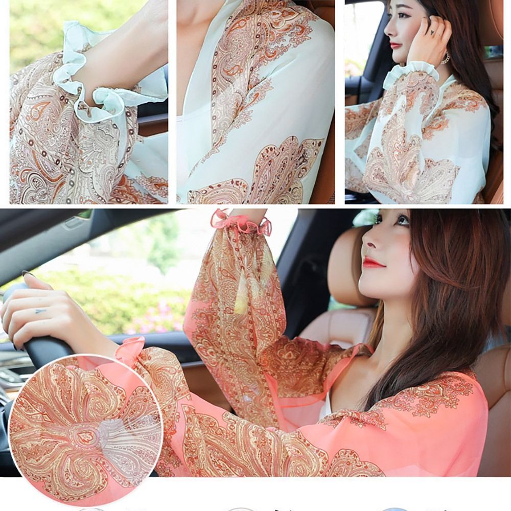 Sun Protection Shawl Arm Wrap Cover Anti-UV Oversleeves Chiffon Cuff ...