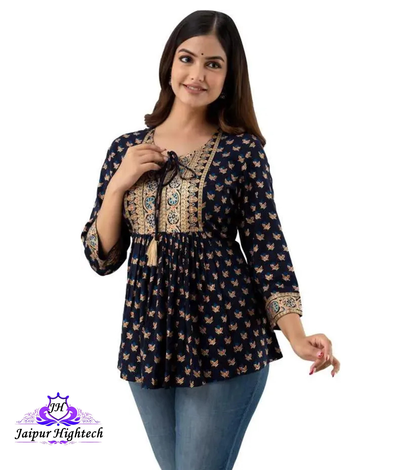 Indian Beautiful Tunic For Women Floral Blouse Ethnic Short Kurta ...