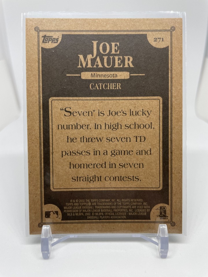 2002 TOPPS 206 JOE MAUER RC #271 SHORT PRINT T206 SP TWINS ROOKIE GEM A ...