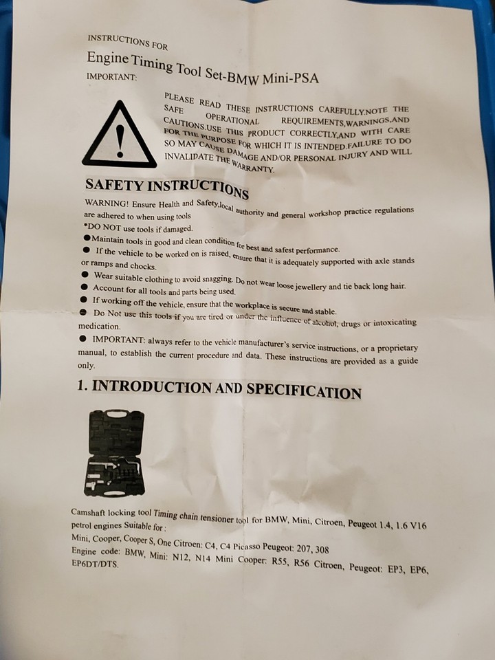 Timing Tool Kit fit BMW Mini Cooper R55 R56 R57 R60 N12 N13 N14 N16 N18 ...