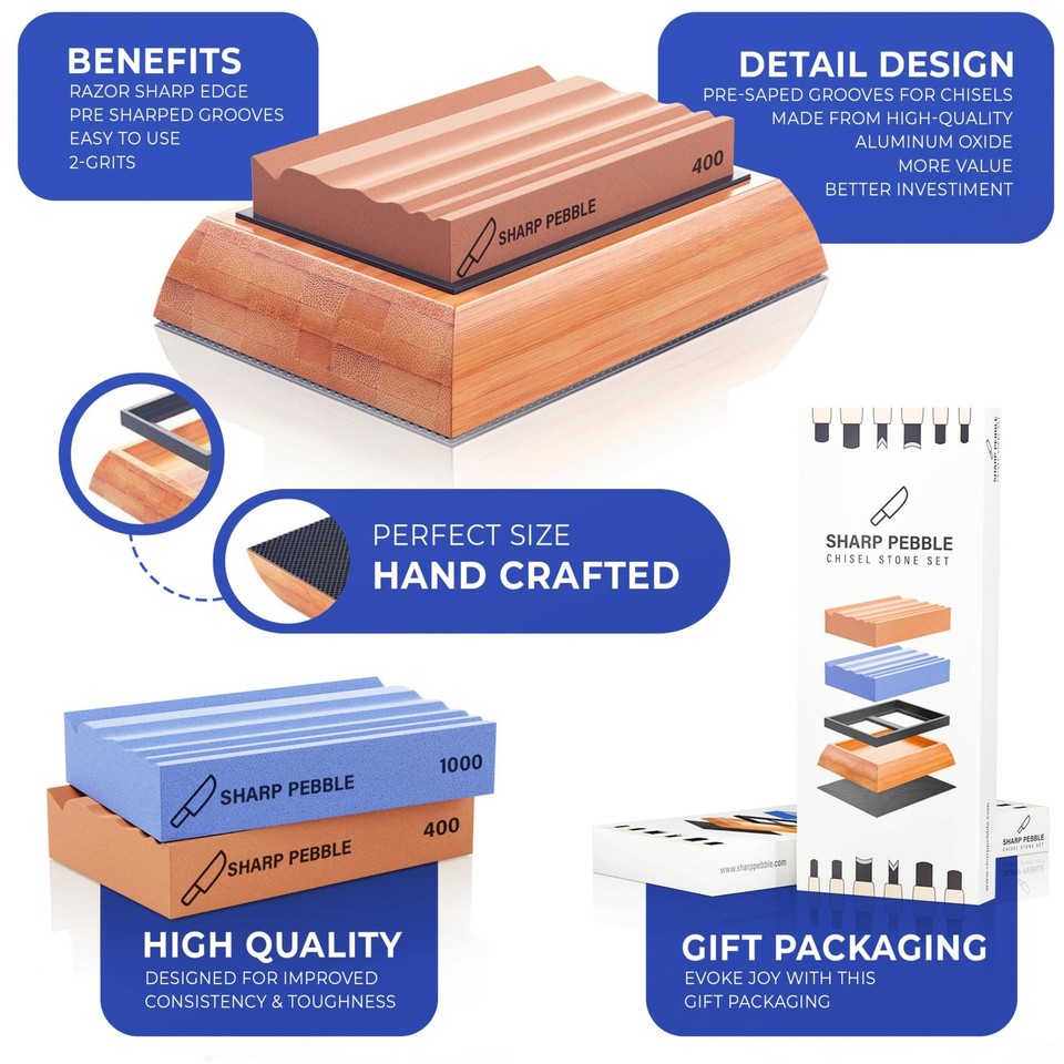 Sharpening Stones for Wood Carving Tools-Two Whetstones Grit 400 & 1000 ...