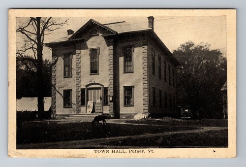 Putney VT-Vermont, Town Hall, Antique, Vintage c1924 Souvenir Postcard ...