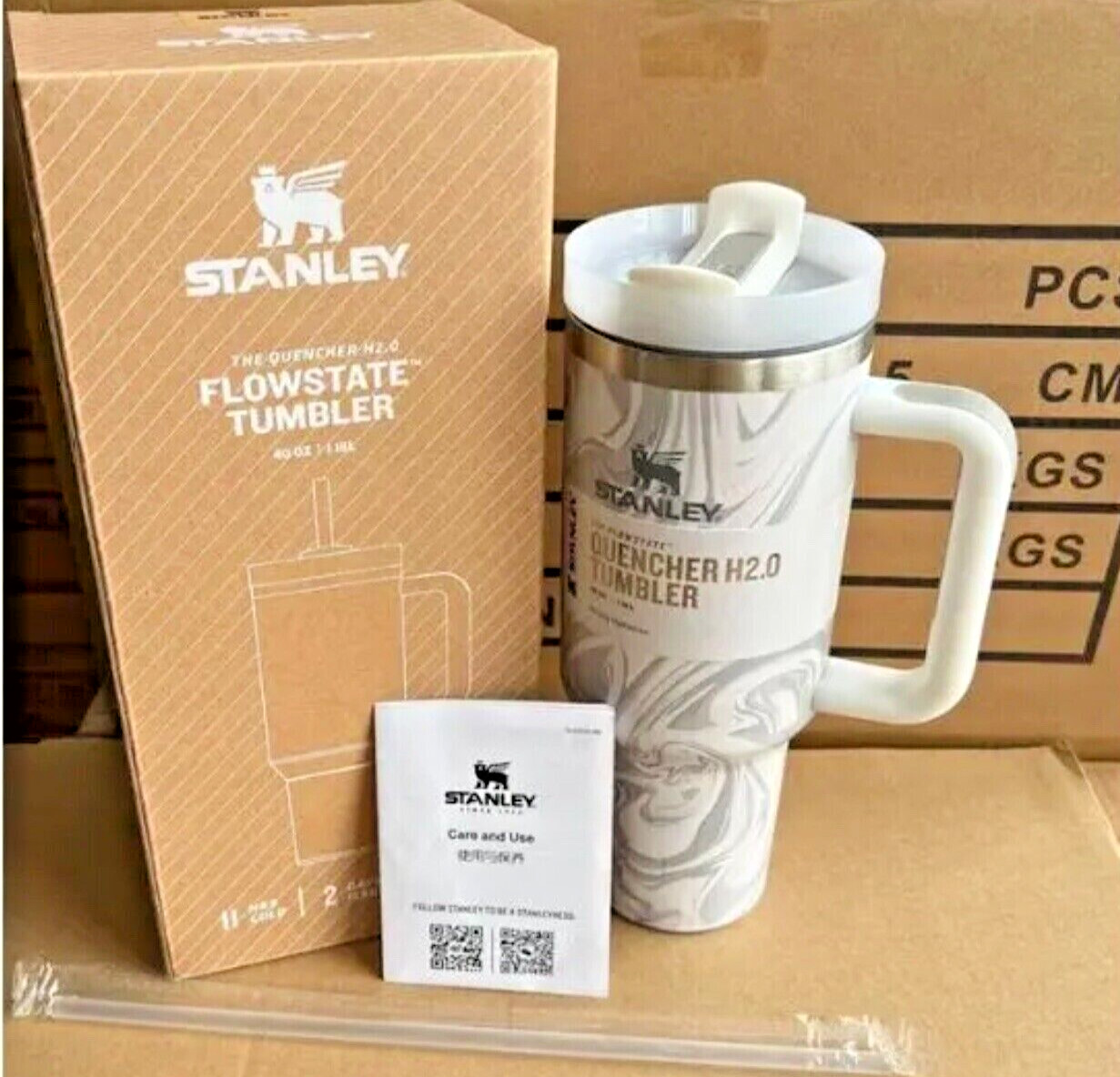 POLAR SWIRL Stanley Tumbler H2.0 Flowstate Quencher 40 oz. NEW UNOPENED