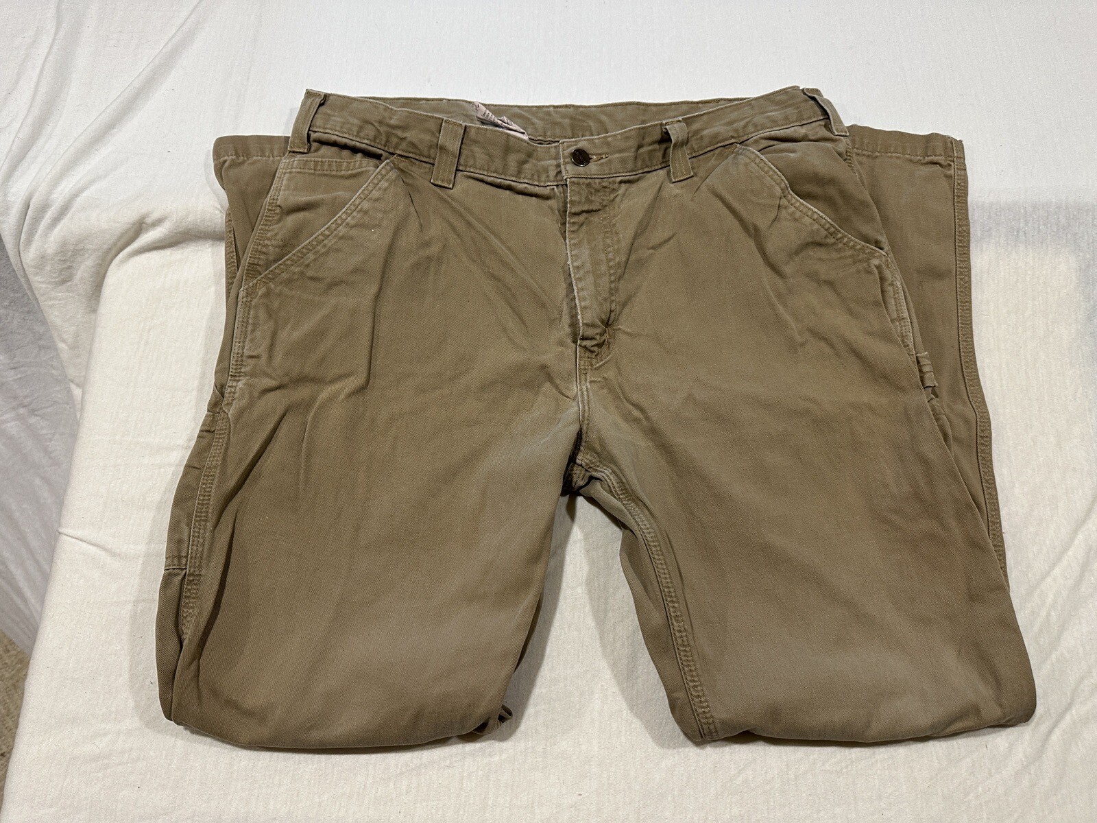 Carhartt Mens Size 38x32 Relaxed Fit Tan Carpenter Work Pants Cotton ...