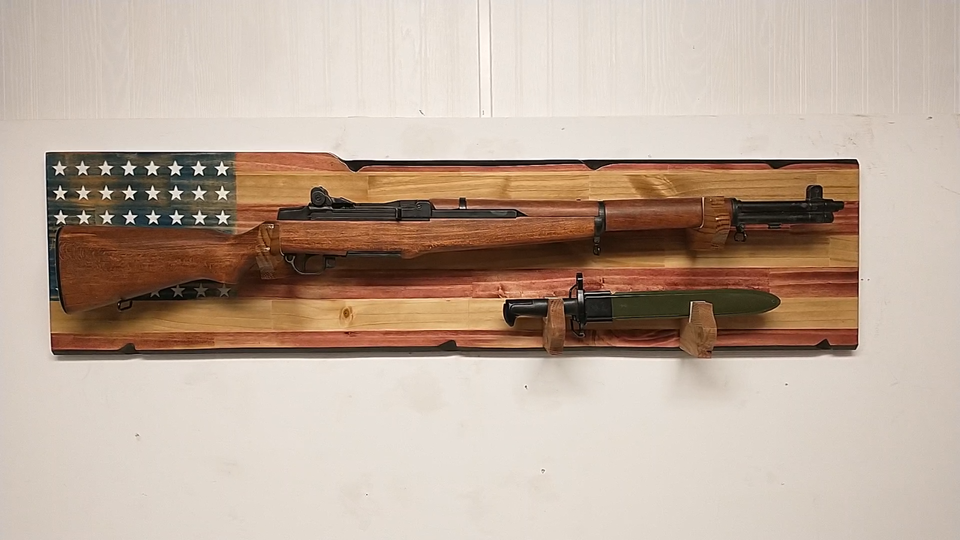 Rustic 48 Star M1 Garand Rifle Wall Display with Bayonet Hold Patriot ...