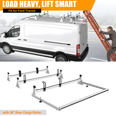 3 bar Van Ladder Roof Rack for 2015-on Ford Transit w/36" Rear Cargo ...