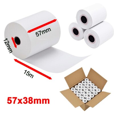 50-500 Rolls 57x38mm EFTPOS Thermal Paper POS Cash Register Receipt ...